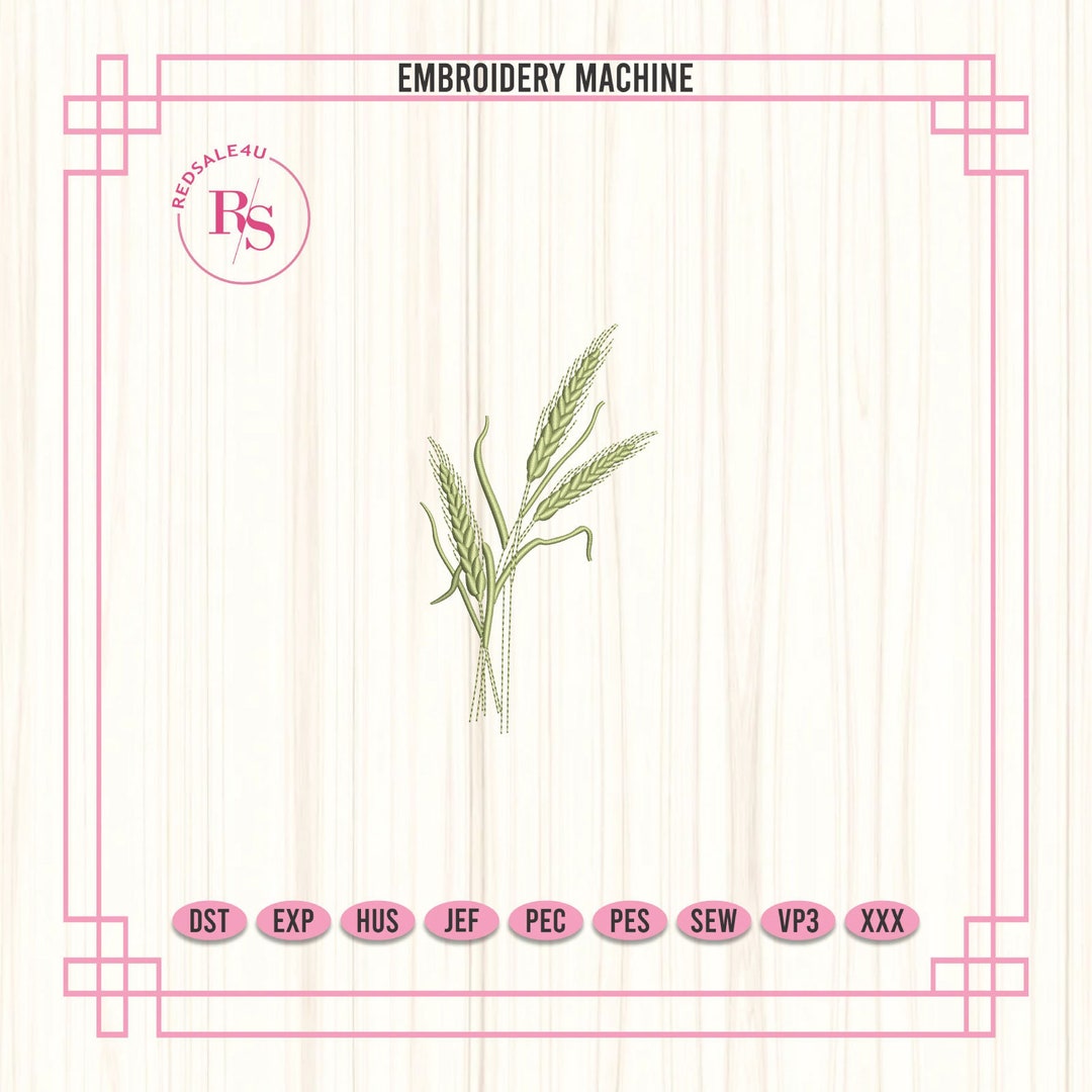 Barley Plant Embroidery Design, Wildflowers Machine Embroidery, Meadow ...