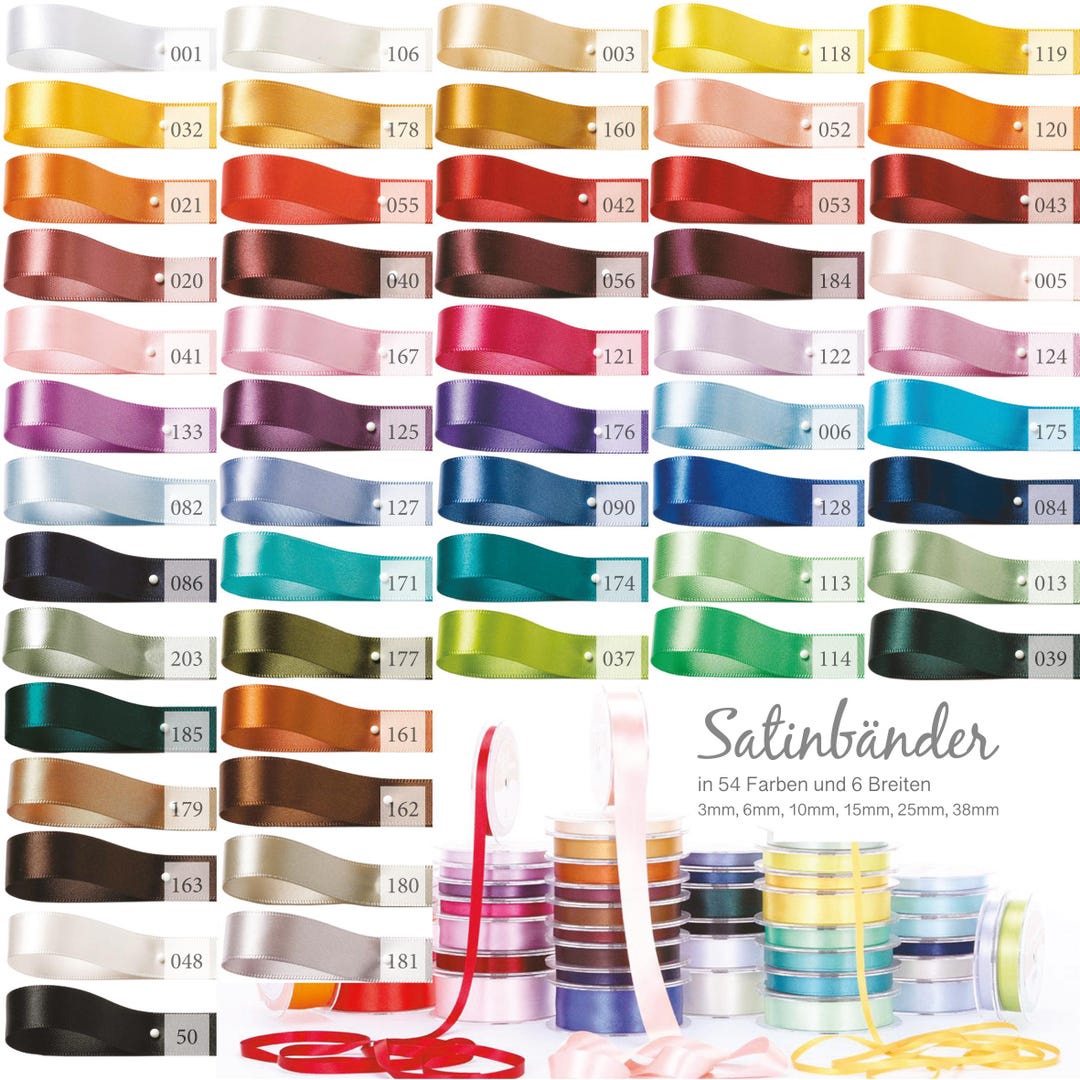 Premium Satin Ribbon Double-sided With Fine Selvedge 3-38mm to Choose ...