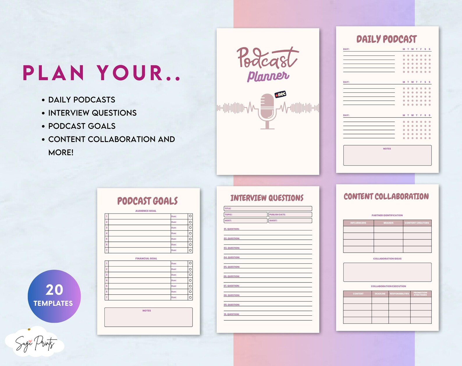 Digital Podcast Planner | Content Planner | Podcast Tracker | Podcast ...