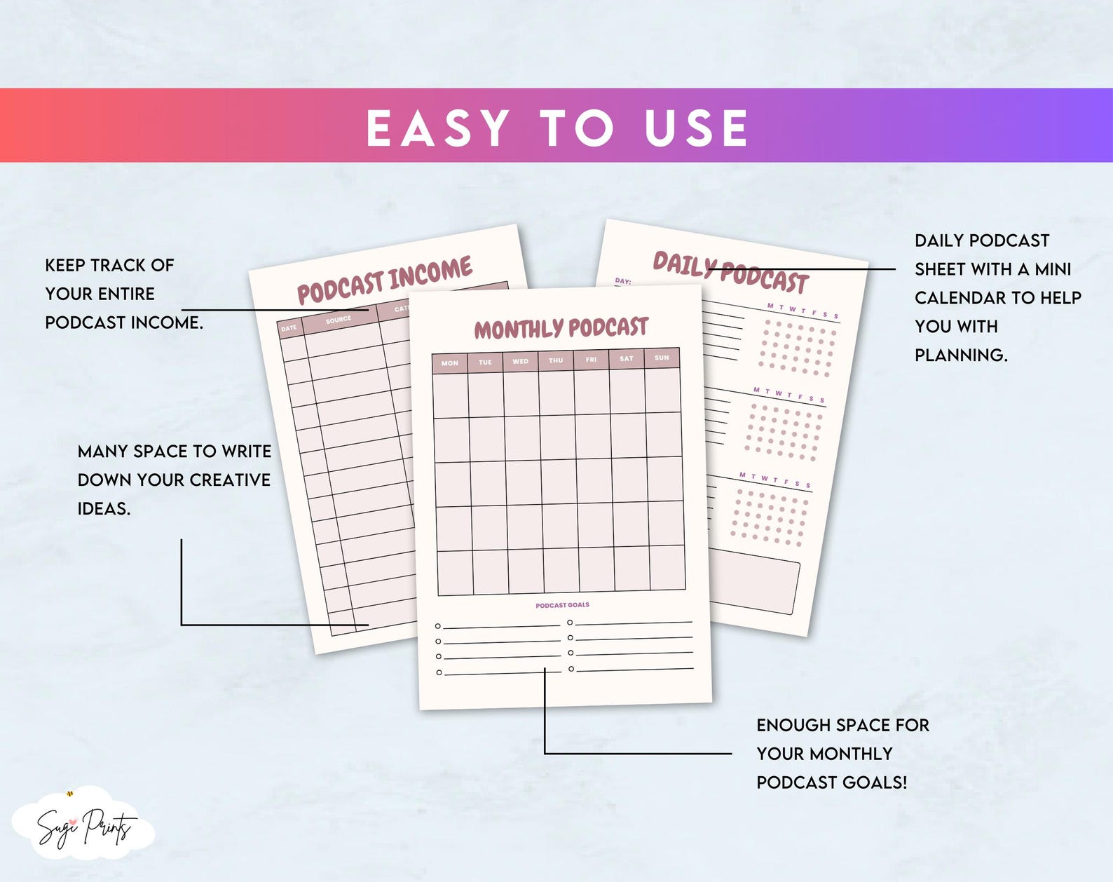 Digital Podcast Planner Content Planner Podcast Tracker Podcast Plan ...