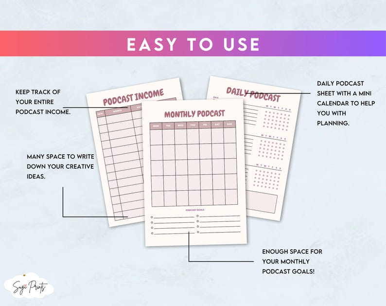 Digital Podcast Planner Content Planner Podcast Tracker Podcast Plan ...
