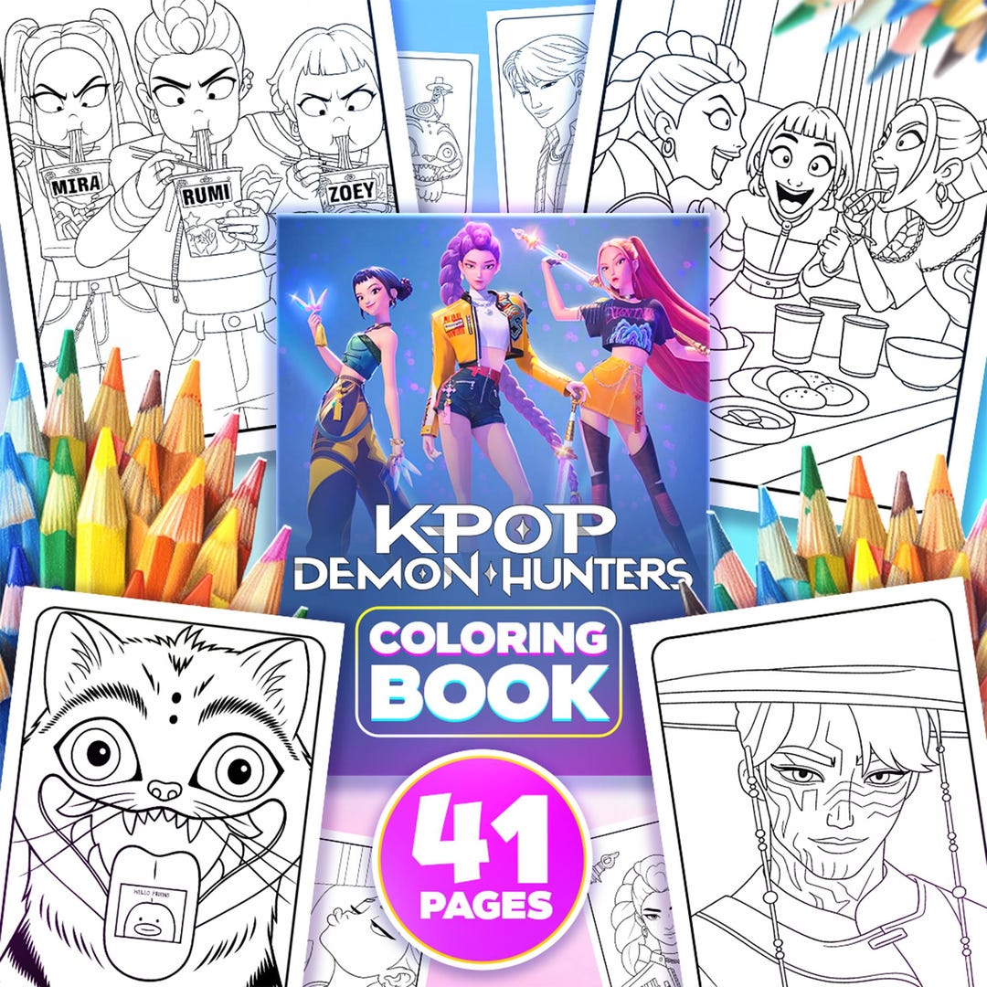 Demon Hunters Kpop 41 Coloring Pages, Printable PDF Digital Download ...