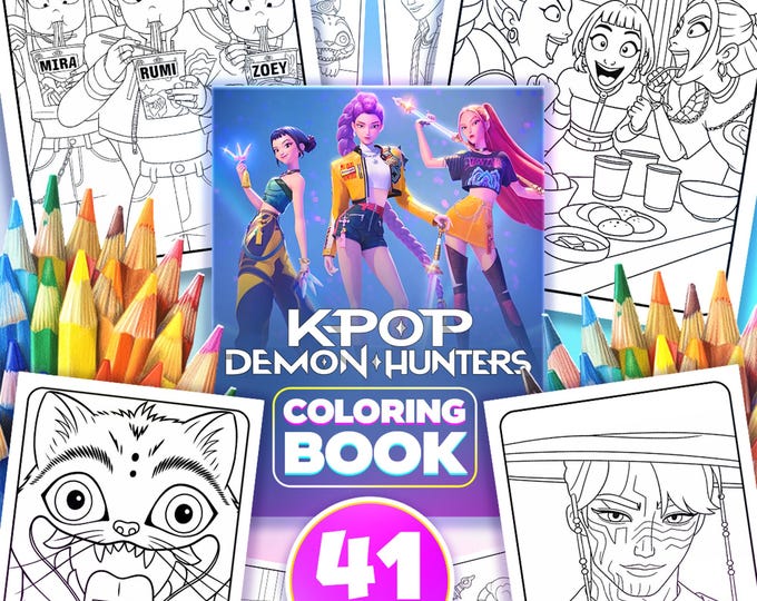Demon Hunters Kpop 41 Coloring Pages, Printable PDF Digital Download ...