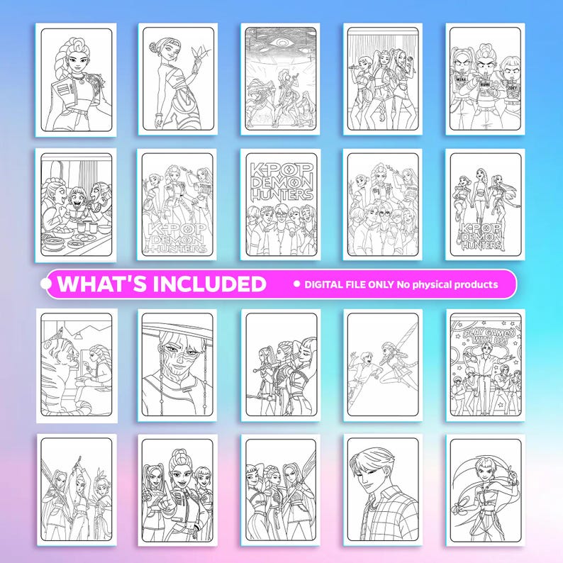 Demon Hunters Kpop 41 Coloring Pages, Printable PDF Digital Download ...