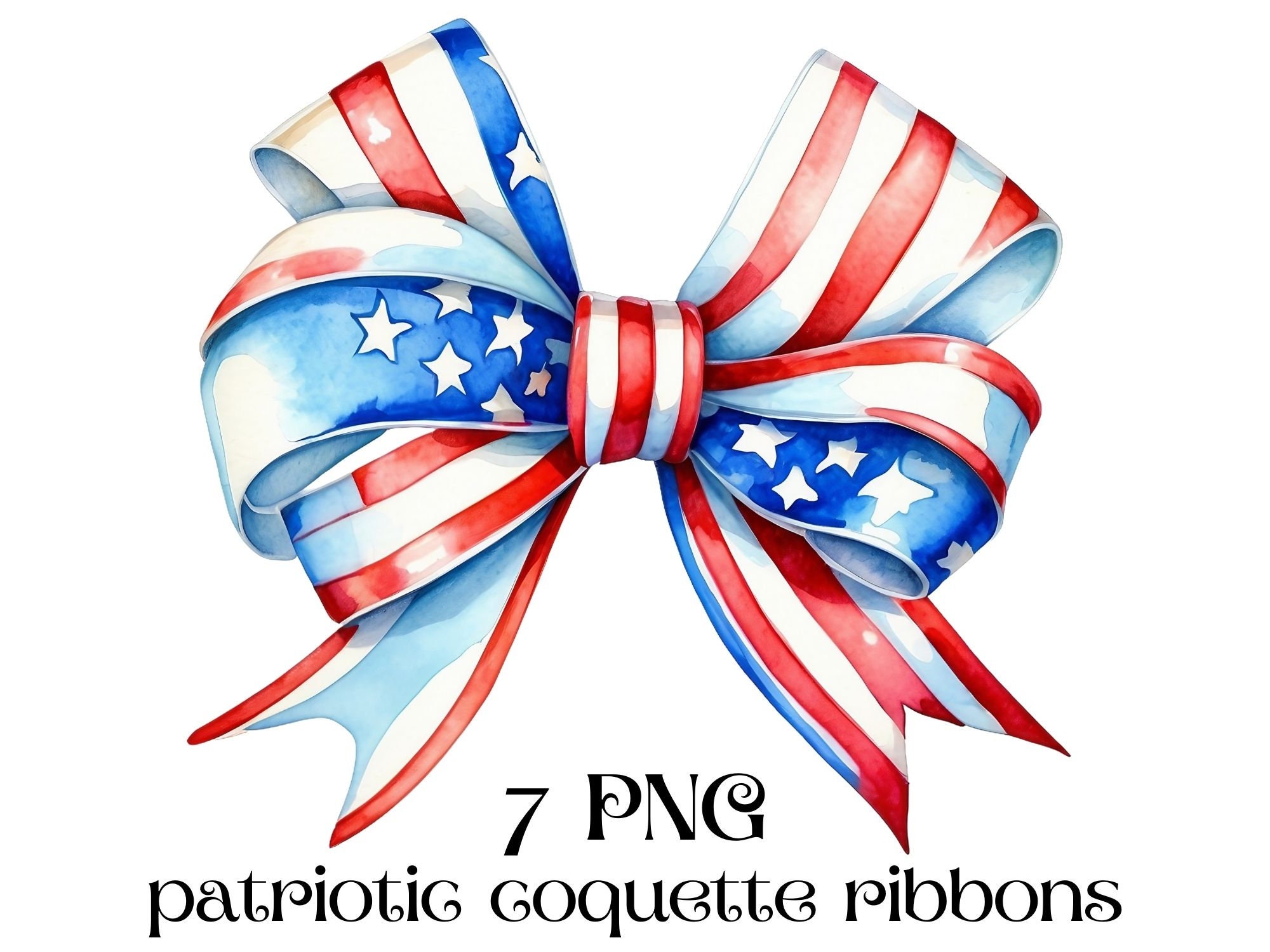 Patriotic Watercolor Clip Art Bow Ribbon,usa Coquette Digital,patriotic ...
