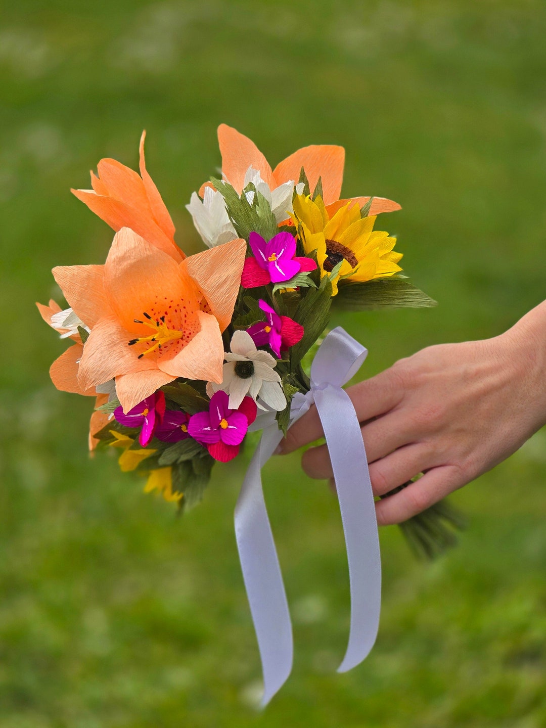 Crepe Paper Flower Bouquet, Bridal Bouquet, Eternal Flowers, Paper ...
