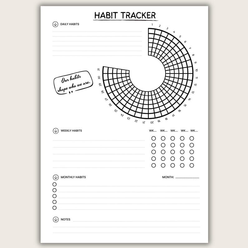 Printable Habit Tracker, Daily Weekly Monthly Challenge (digital ...