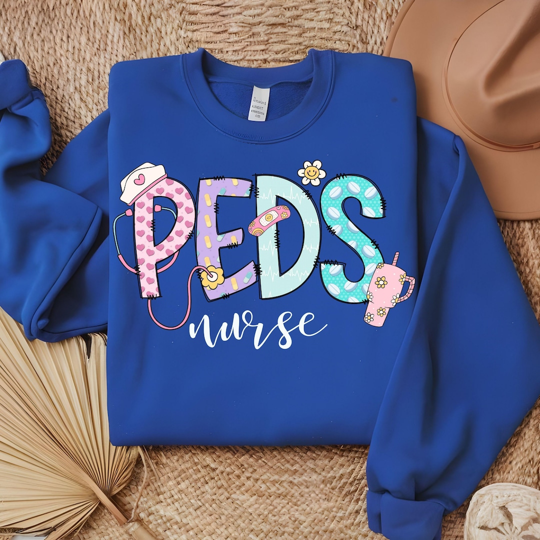 Pediatric Nurse Peds Valentines Day Shirt Design Png, Purple Nurse ...