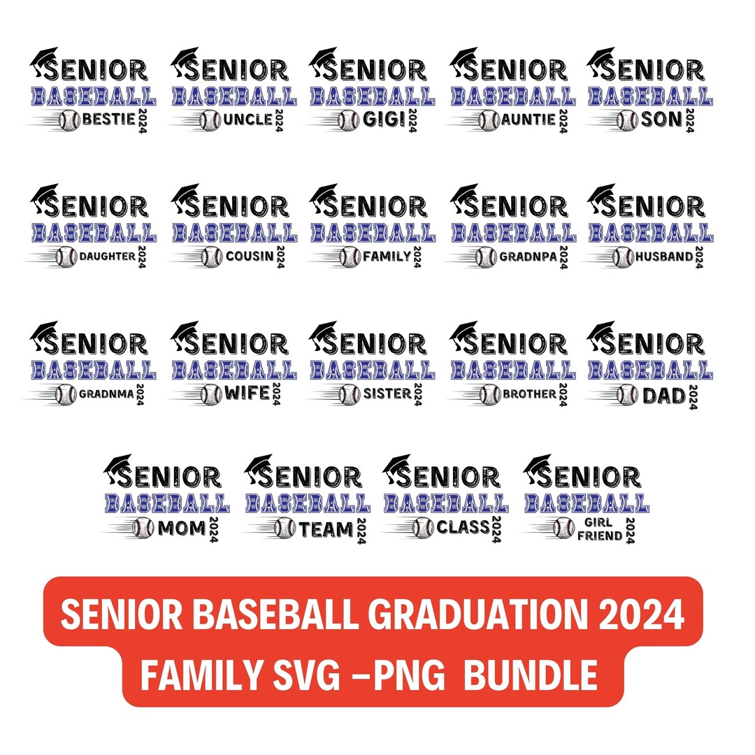 Senior Baseball Graduation Family 2024 Svg Bundle, Mom Aunt Baseball ...