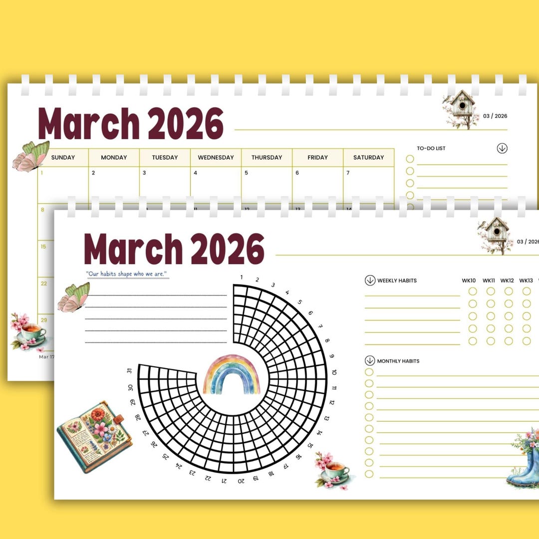 2026 Calendar Habit Tracker, Monthly Weekly Planner (printable PDF ...
