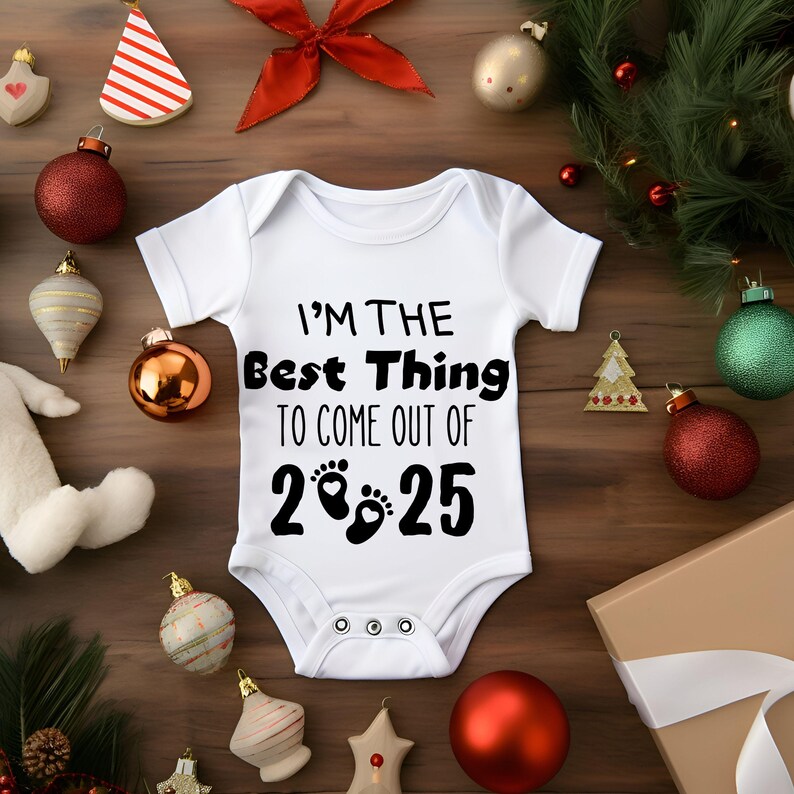 Baby Pregnancy Announcement 2025 Custom Onesie Png, Christmas Newborn ...