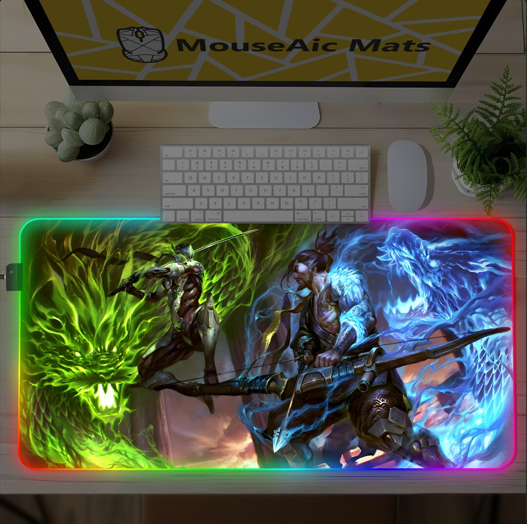 Overwatch 2 Mouse Pad Large Desk Mat RGB Genji Hanzo Mousepad for ...