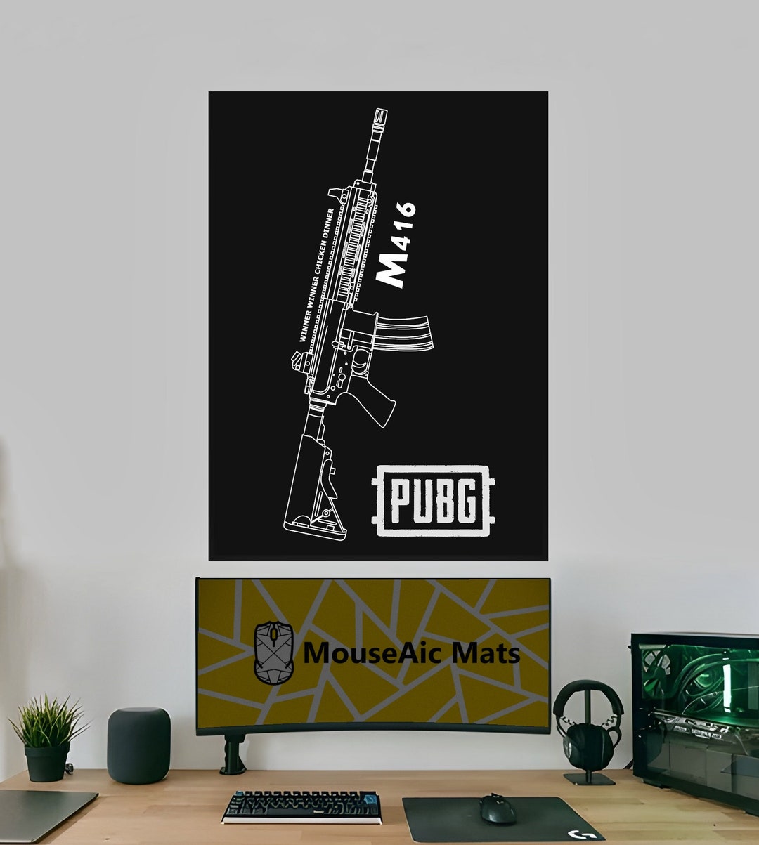 PUBG Poster Large M416 Poster Black Gaming Poster for Playerunknown's ...