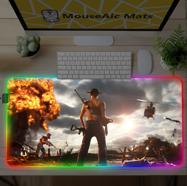 Rust Mouse Pad Large Desk Mat RGB Mousepad for Gaming LED Gift for Gamer Heli Rust Game Mousepad ...