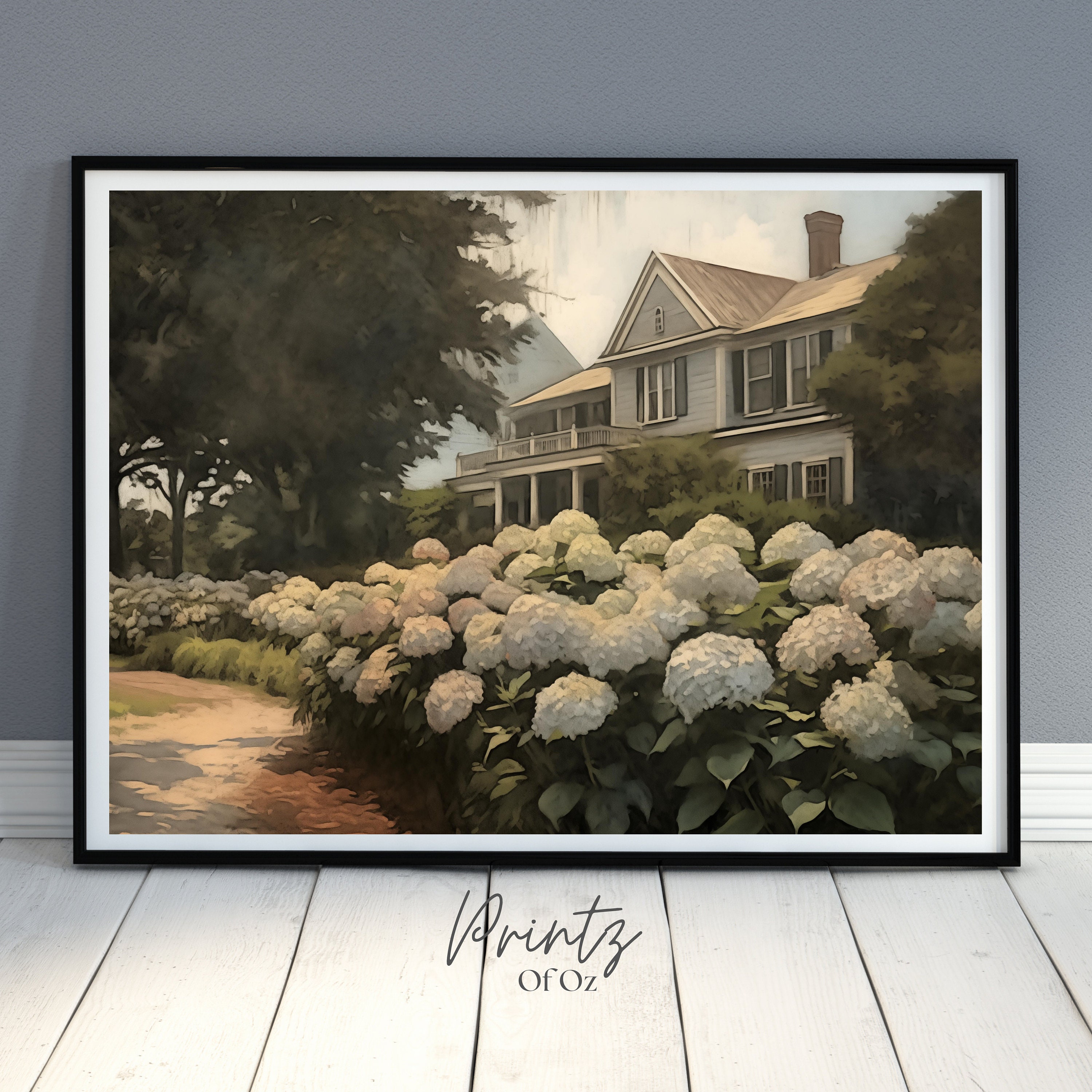 Hamptons Style House White Hydrangea Flower Bloom Summer Garden ...
