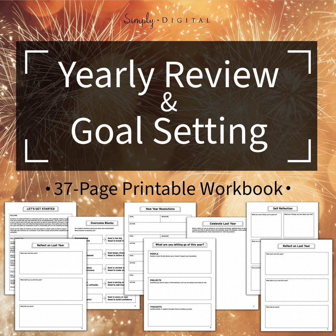 Yearly Review & Goal Setting Workbook | Exercises Walking You Through ...