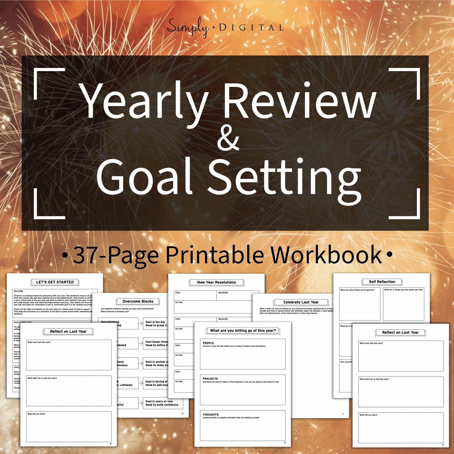 Goal Setting Workbook | Yearly Review, Reflection Exercises (digital ...
