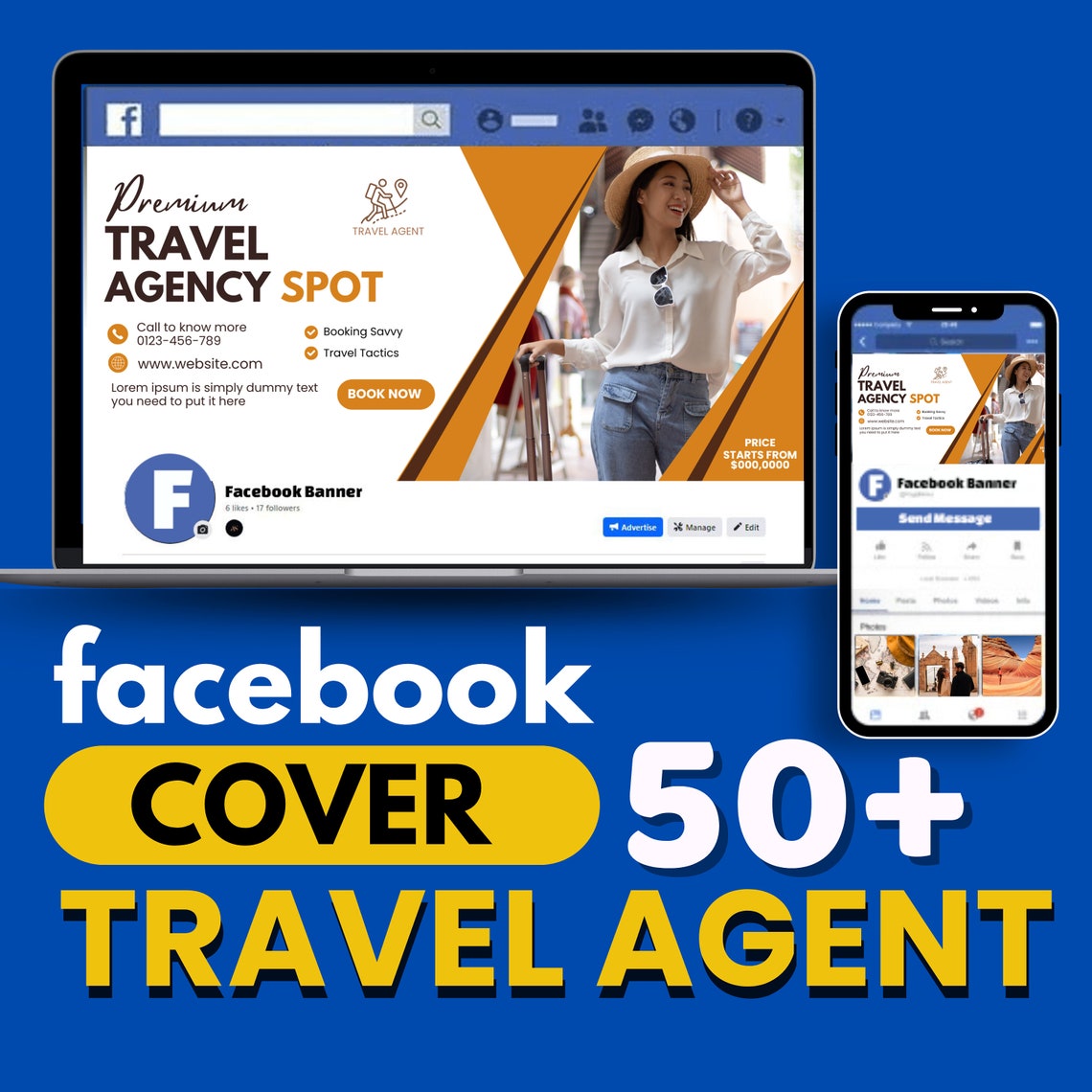 Travel Agent Facebook Cover Templates: 50 Editable Banners (digital ...