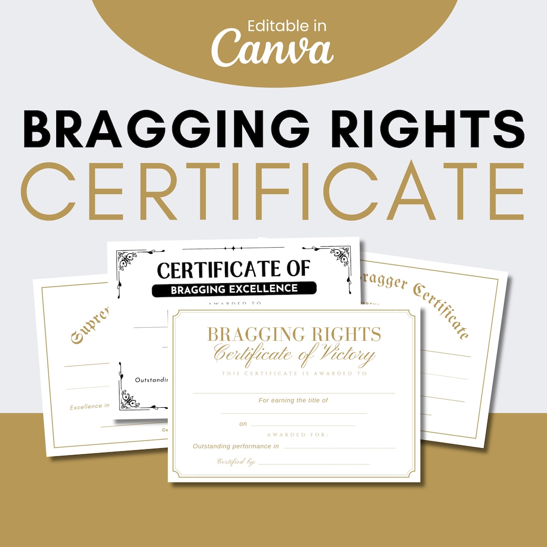 Bragging Rights Certificate | Certificate Editable | Certificate ...