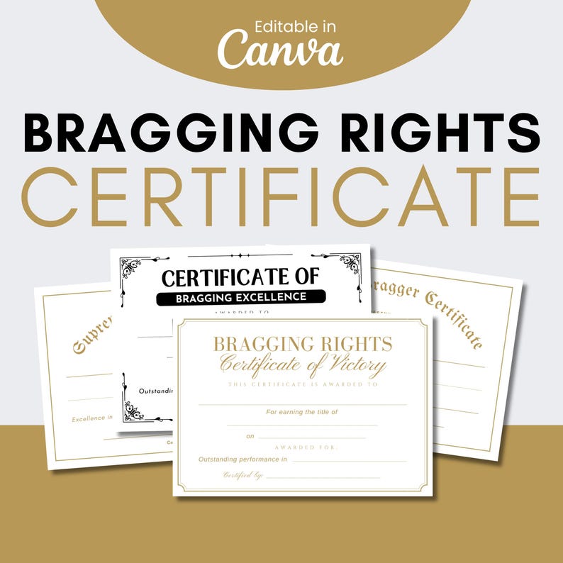 Editable Bragging Rights Certificate Template (digital Download) - Etsy