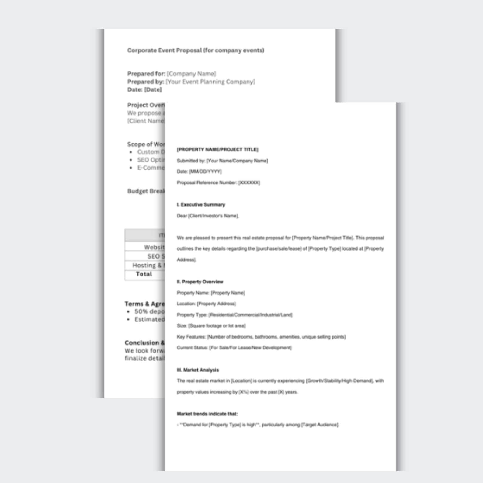 Business Proposal Template Bundle: 50+ Editable Templates (digital ...