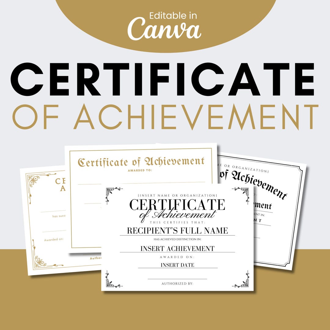 Editable Certificate Templates: Achievement, Appreciation, Completion ...