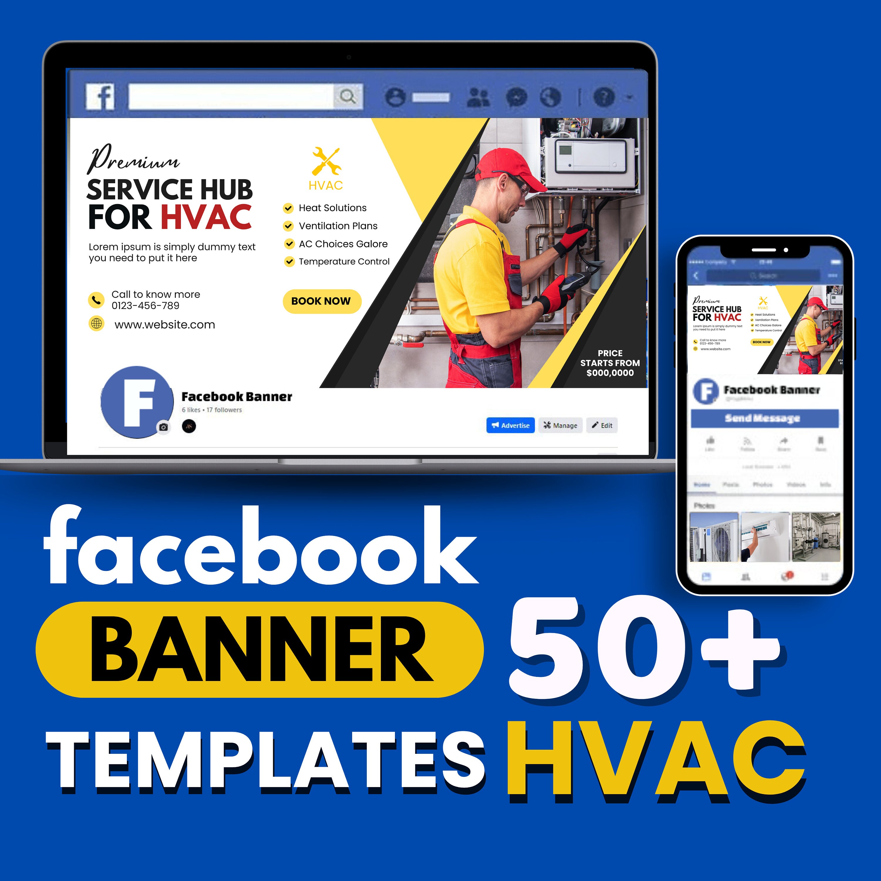 HVAC Facebook Banner Templates: Social Media Kit (digital Download) - Etsy