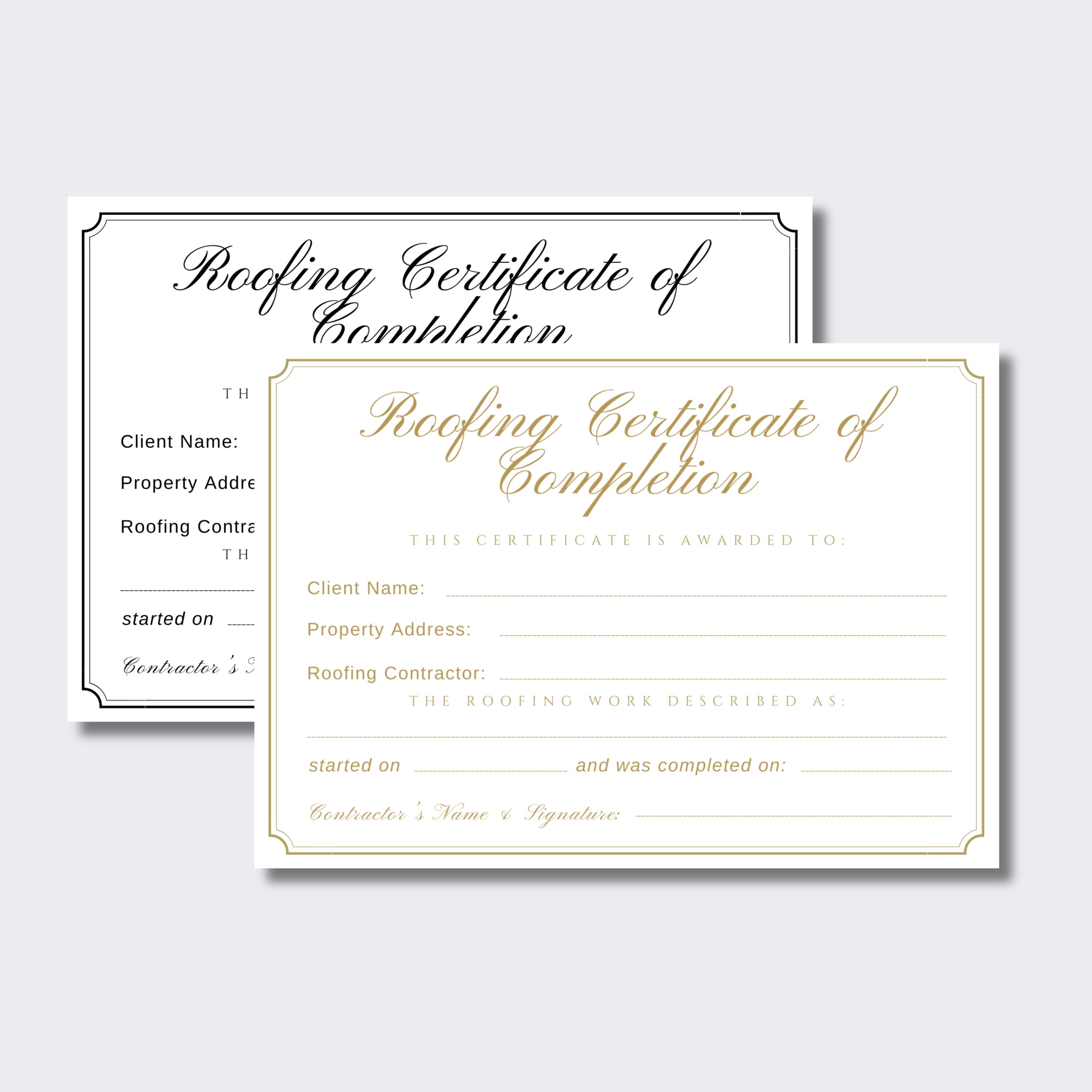 Editable Roofing Certificate Completion Template (digital Download) - Etsy