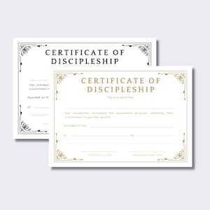 Editable Discipleship Certificate Template: Church Certificate (digital ...