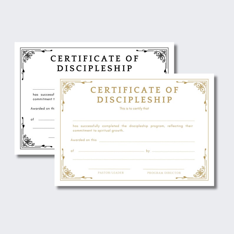 Editable Discipleship Certificate Template: Church Certificate (digital ...