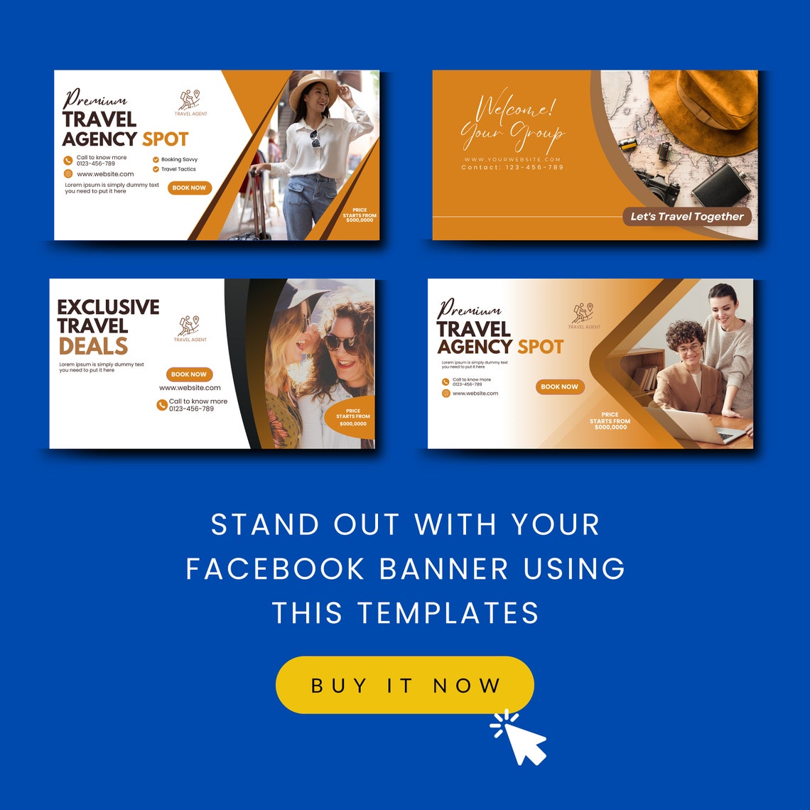 Travel Agent Facebook Cover Templates: 50 Editable Banners (digital ...
