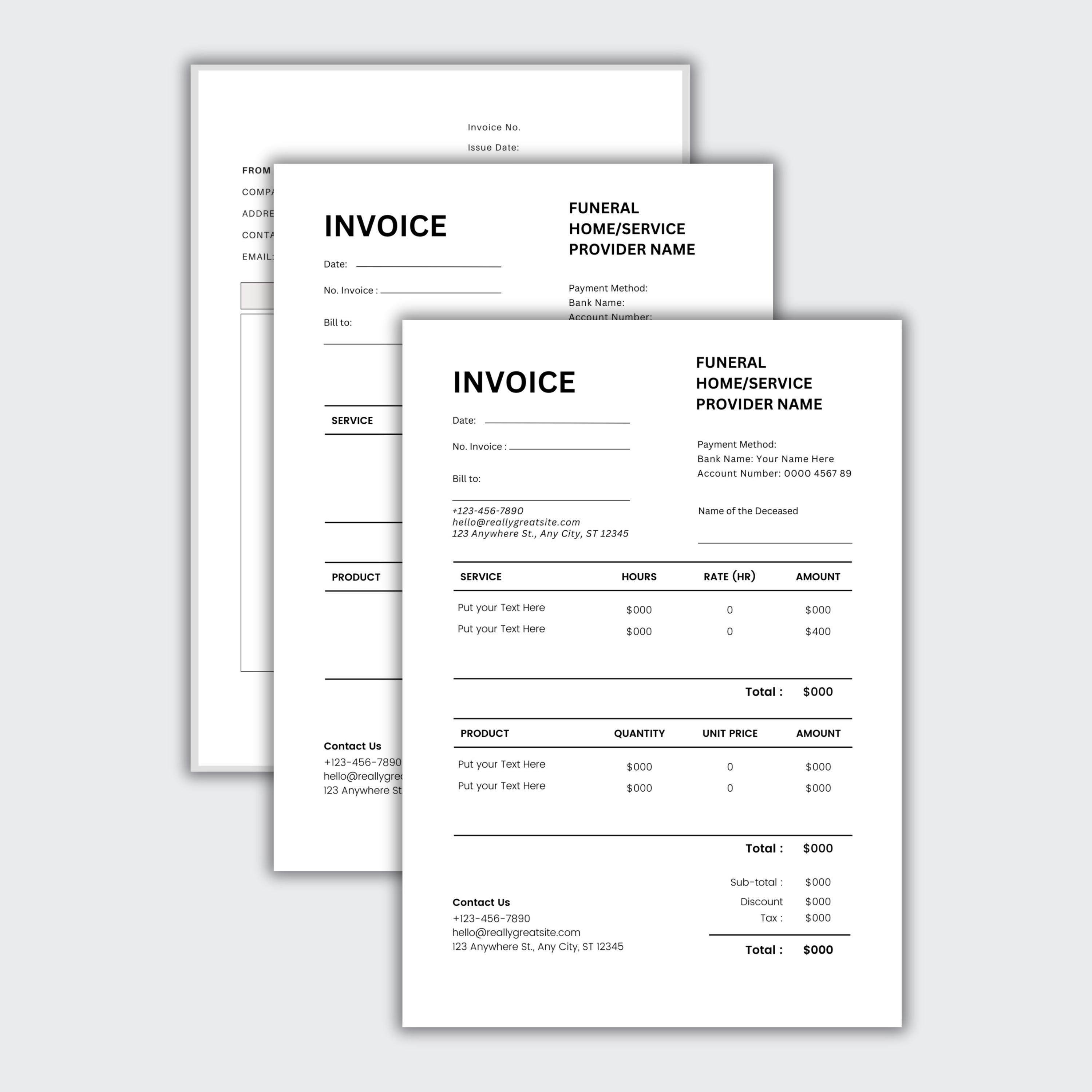 Funeral Invoice | Funeral Bookmark Template | Editable Funeral ...