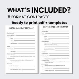 Custom-made Suit Contract Template: Tailoring Business Forms (editable ...
