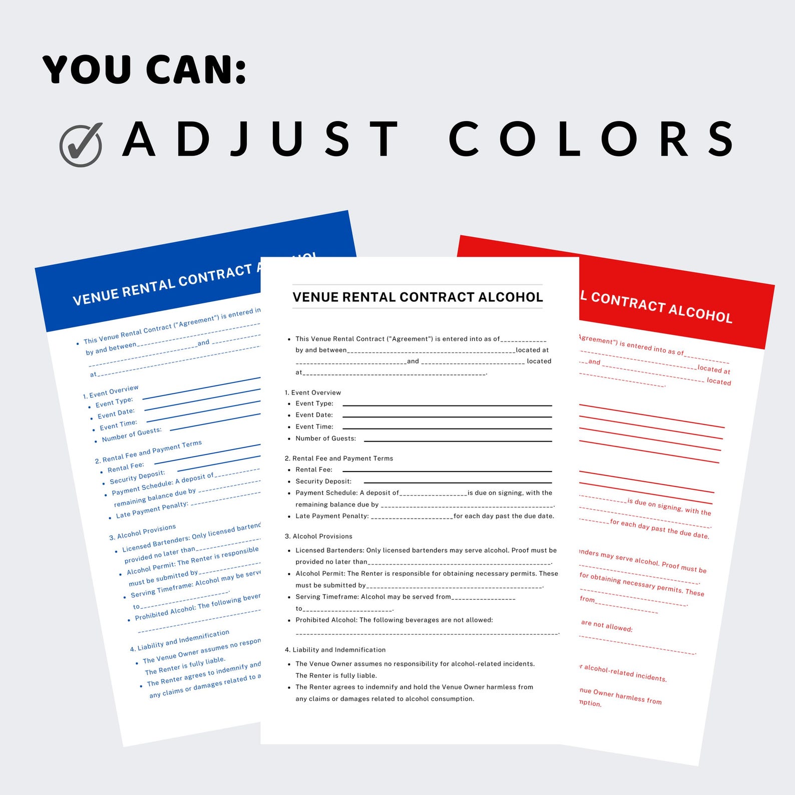 Venue Rental Contract Alcohol: 5 Event Planning Templates (digital ...