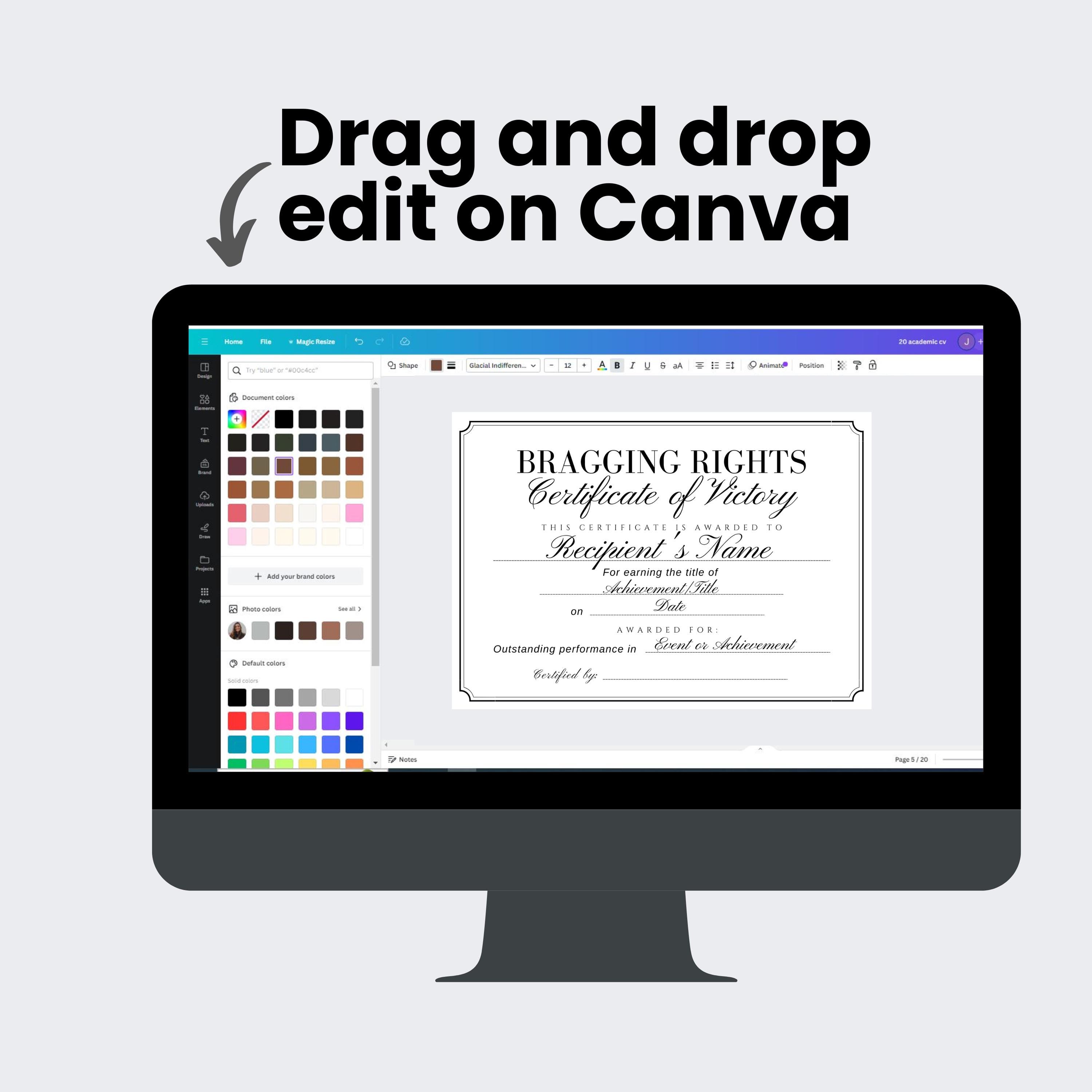 Editable Bragging Rights Certificate Template (digital Download) - Etsy