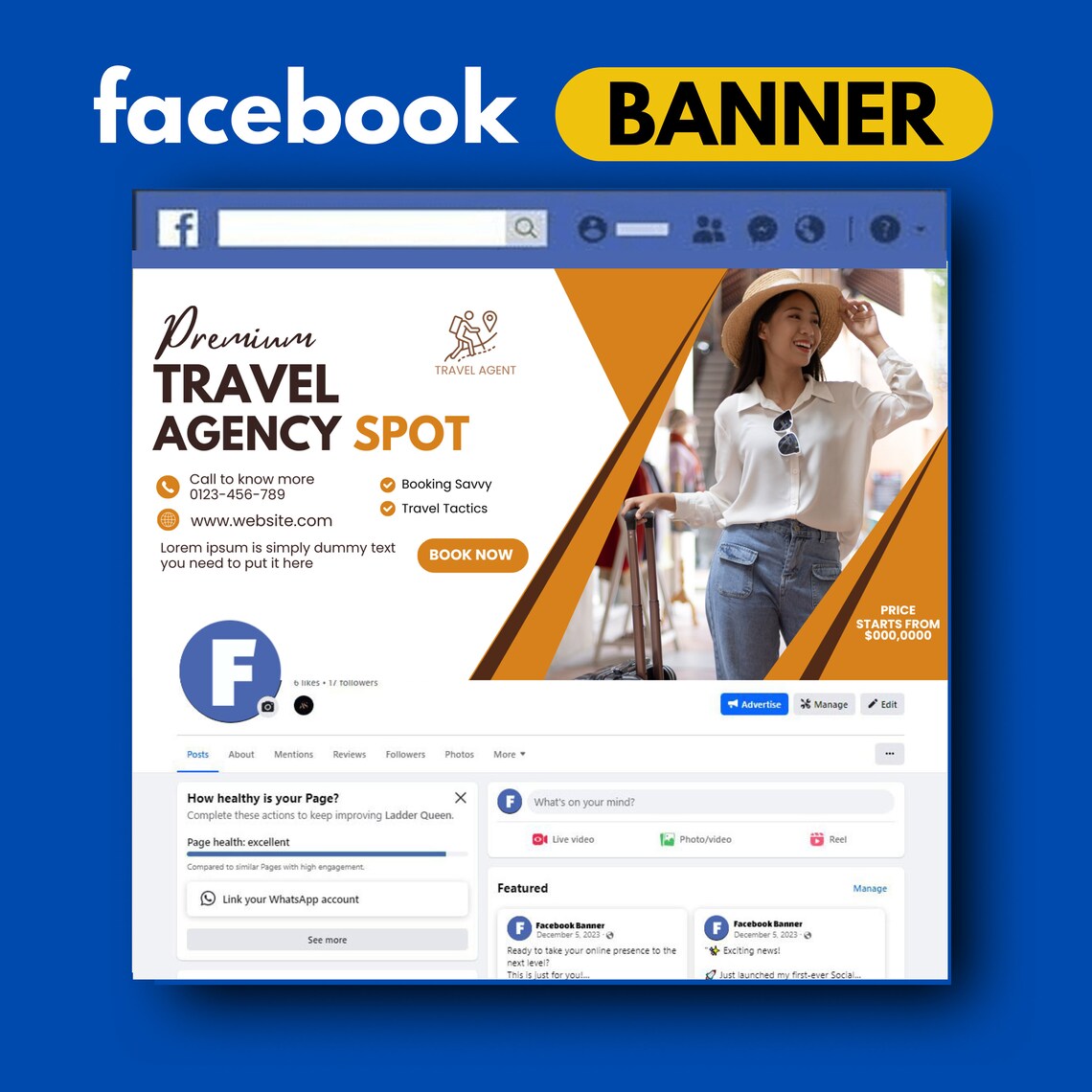 Travel Agent Facebook Cover Templates: 50 Editable Banners (digital ...