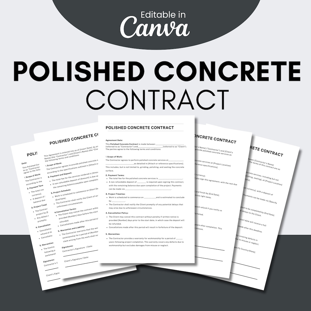 Polished Concrete Contract Template: Editable Business Forms (digital ...