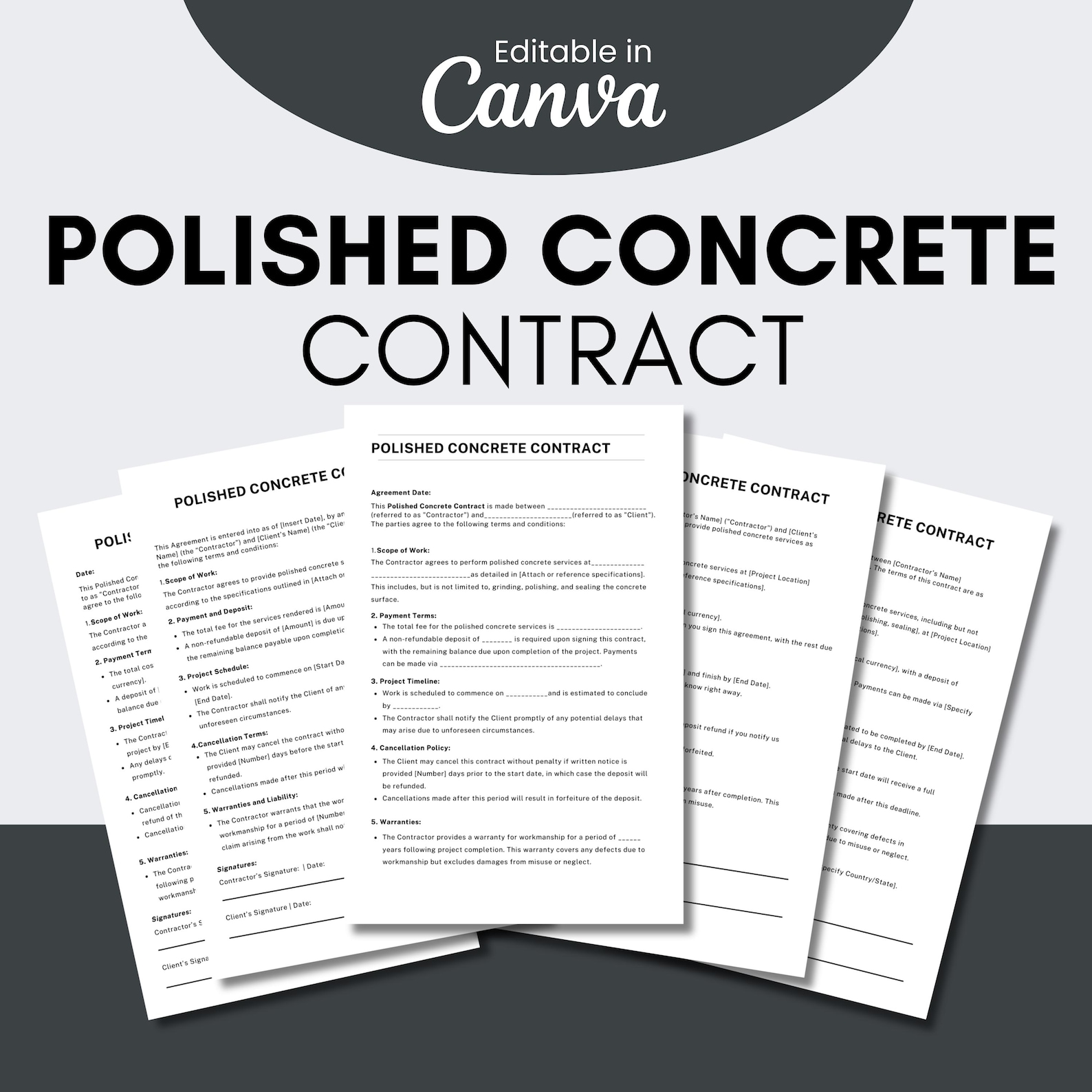 Polished Concrete Contract Contract Editable Polished Concrete Business ...