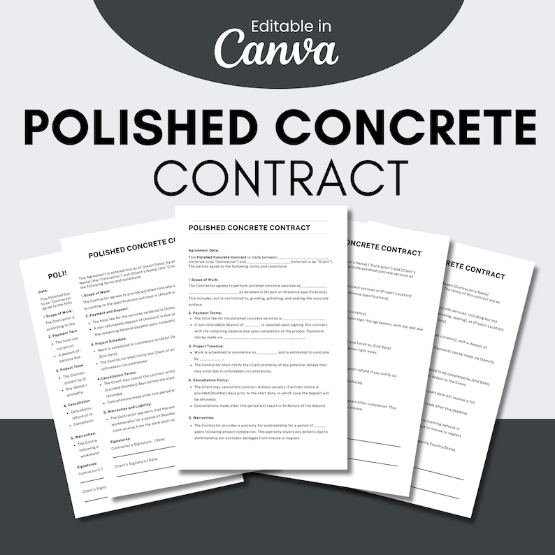 Polished Concrete Contract | Contract Editable | Polished Concrete ...
