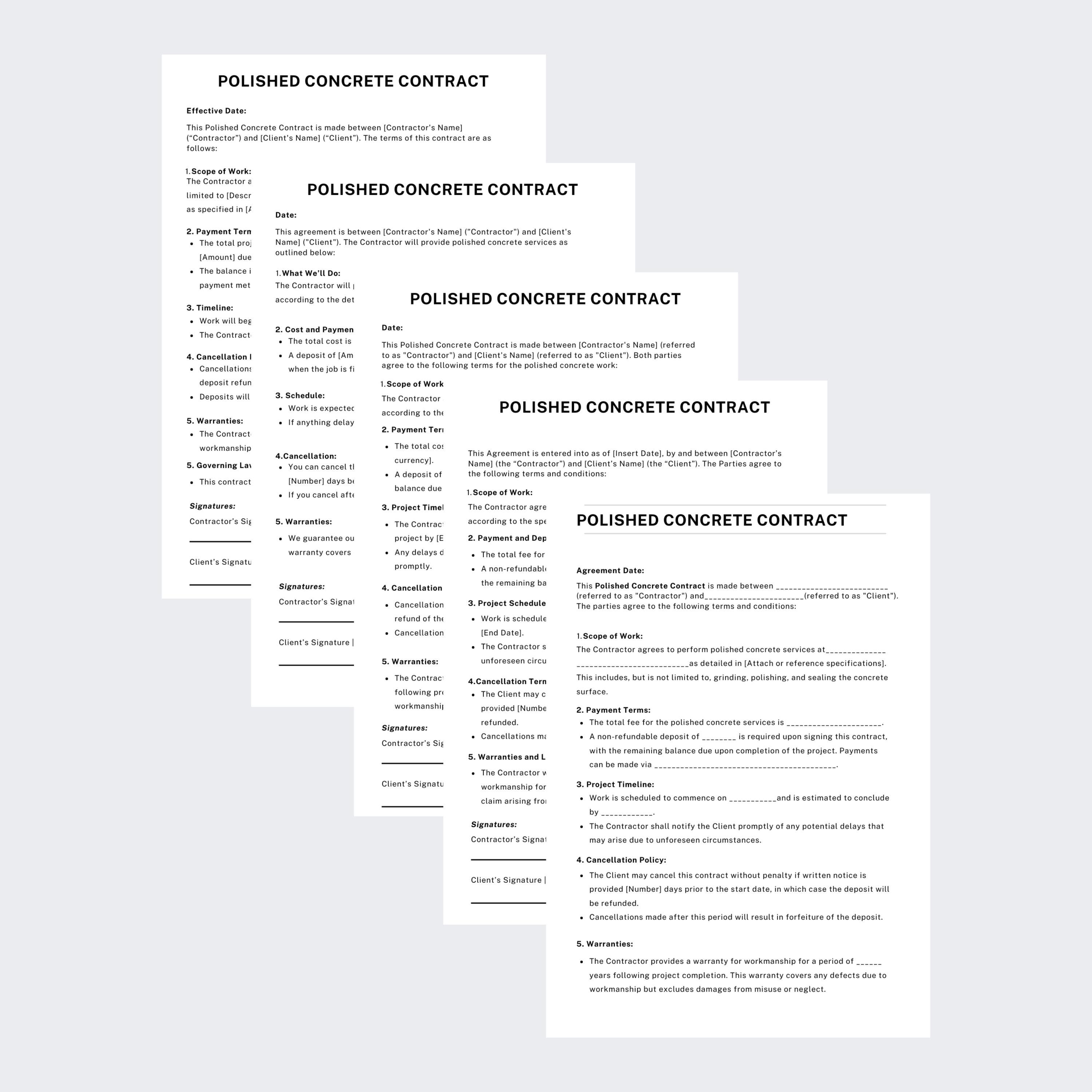 Polished Concrete Contract | Contract Editable | Polished Concrete ...