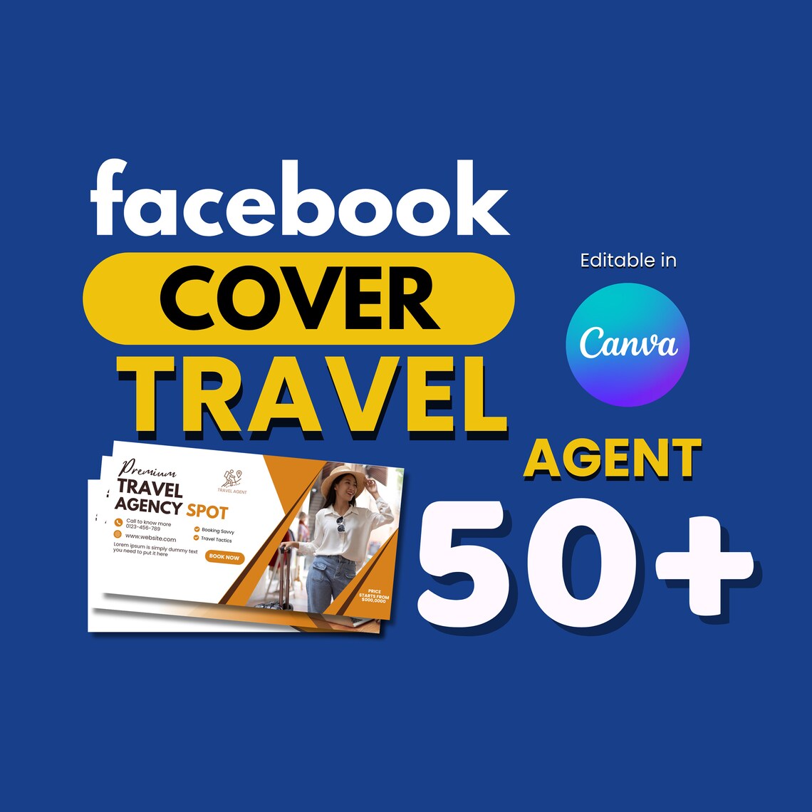Travel Agent Facebook Cover Templates: 50 Editable Banners (digital ...