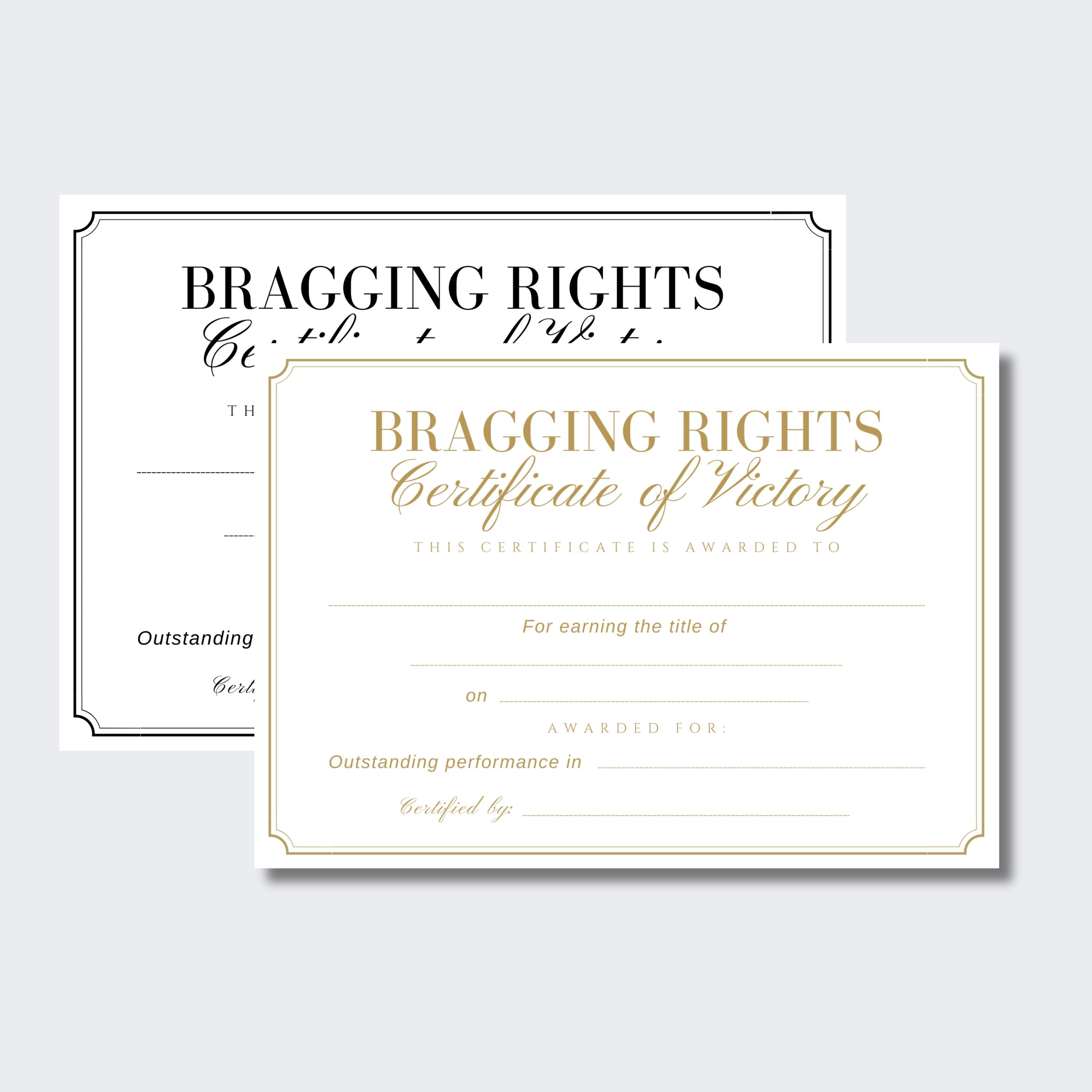 Editable Bragging Rights Certificate Template (digital Download) - Etsy