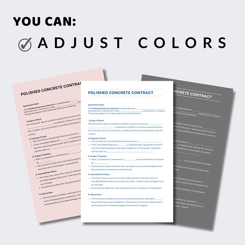 Polished Concrete Contract | Contract Editable | Polished Concrete ...