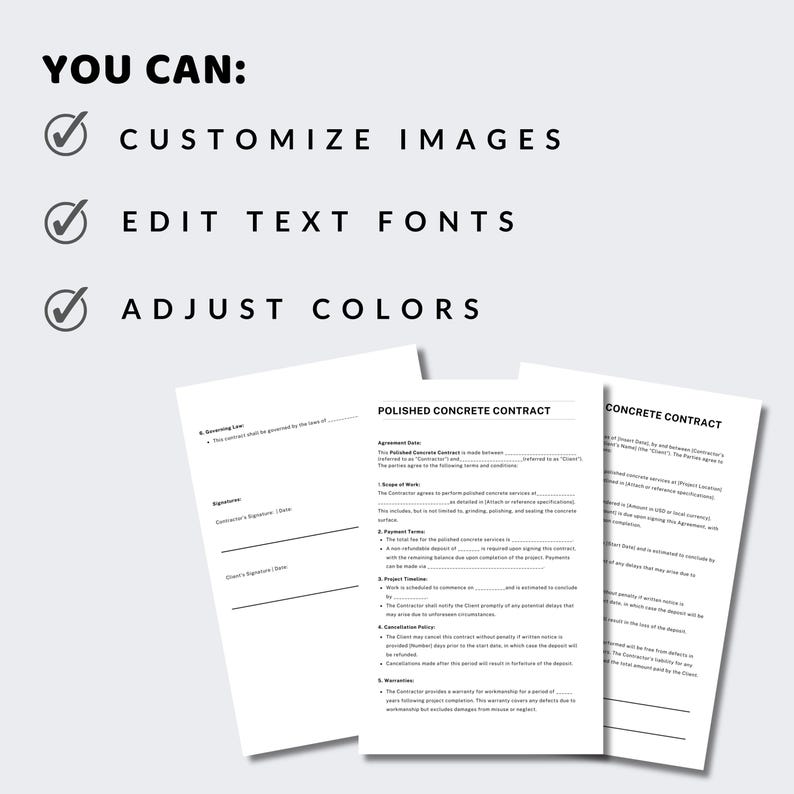 Polished Concrete Contract | Contract Editable | Polished Concrete ...