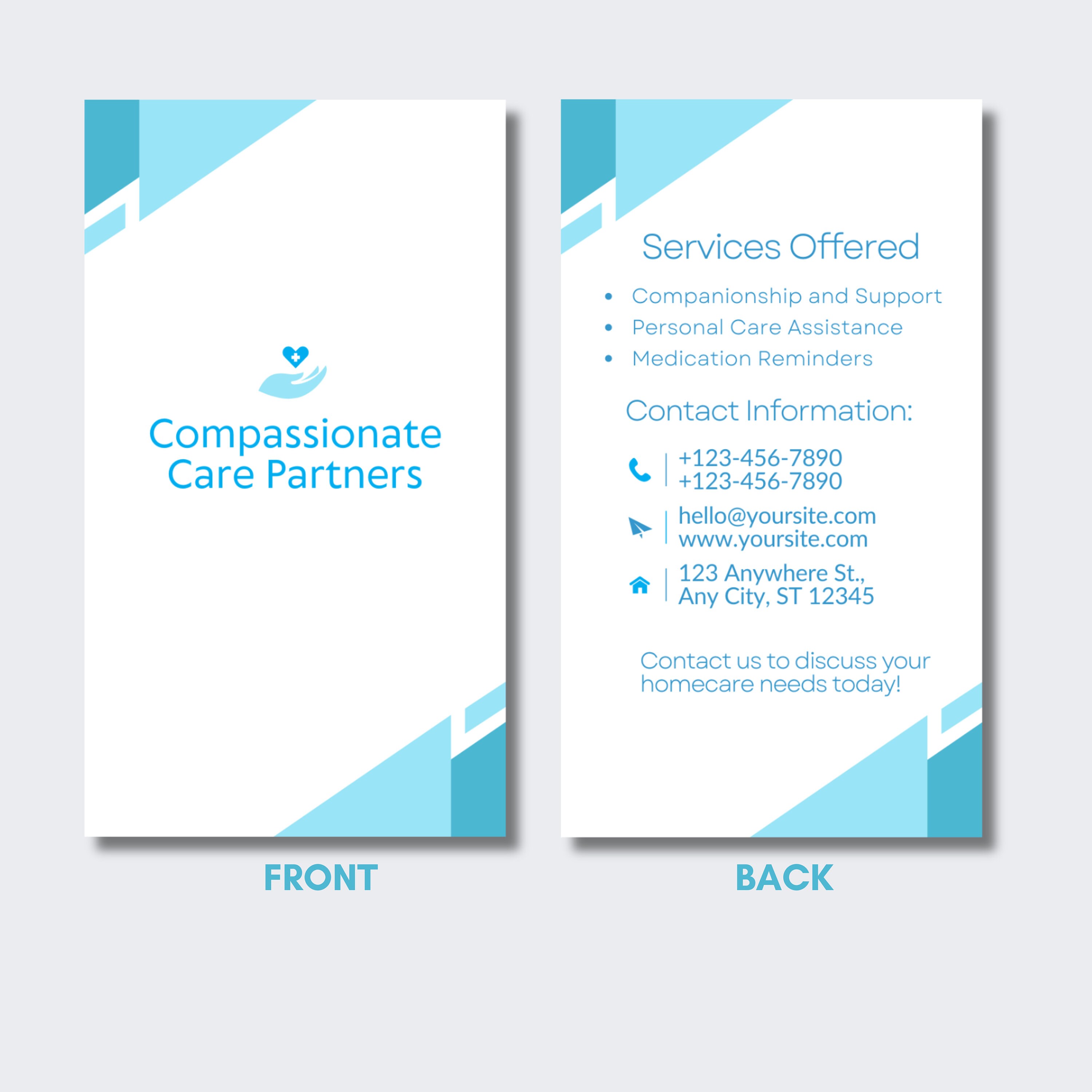 Homecare Business Card Template: Canva Editable Designs (digital ...