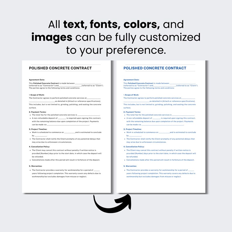 Polished Concrete Contract | Contract Editable | Polished Concrete ...