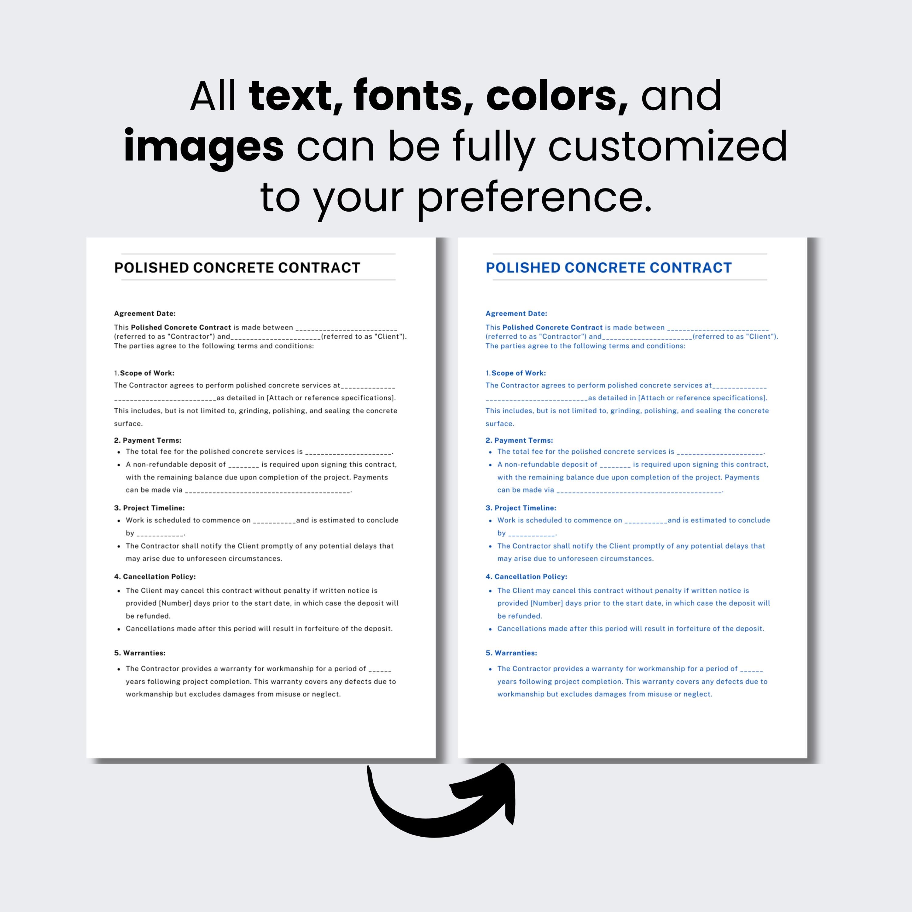 Polished Concrete Contract | Contract Editable | Polished Concrete ...