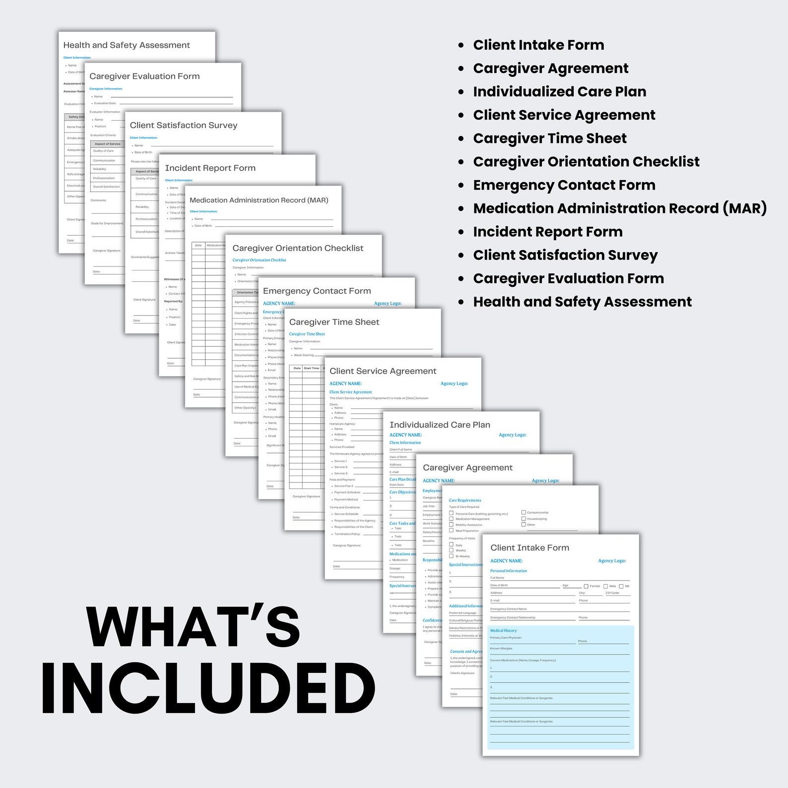 Homecare Agency Paperwork Bundle: Client Intake, Care Plans (digital ...