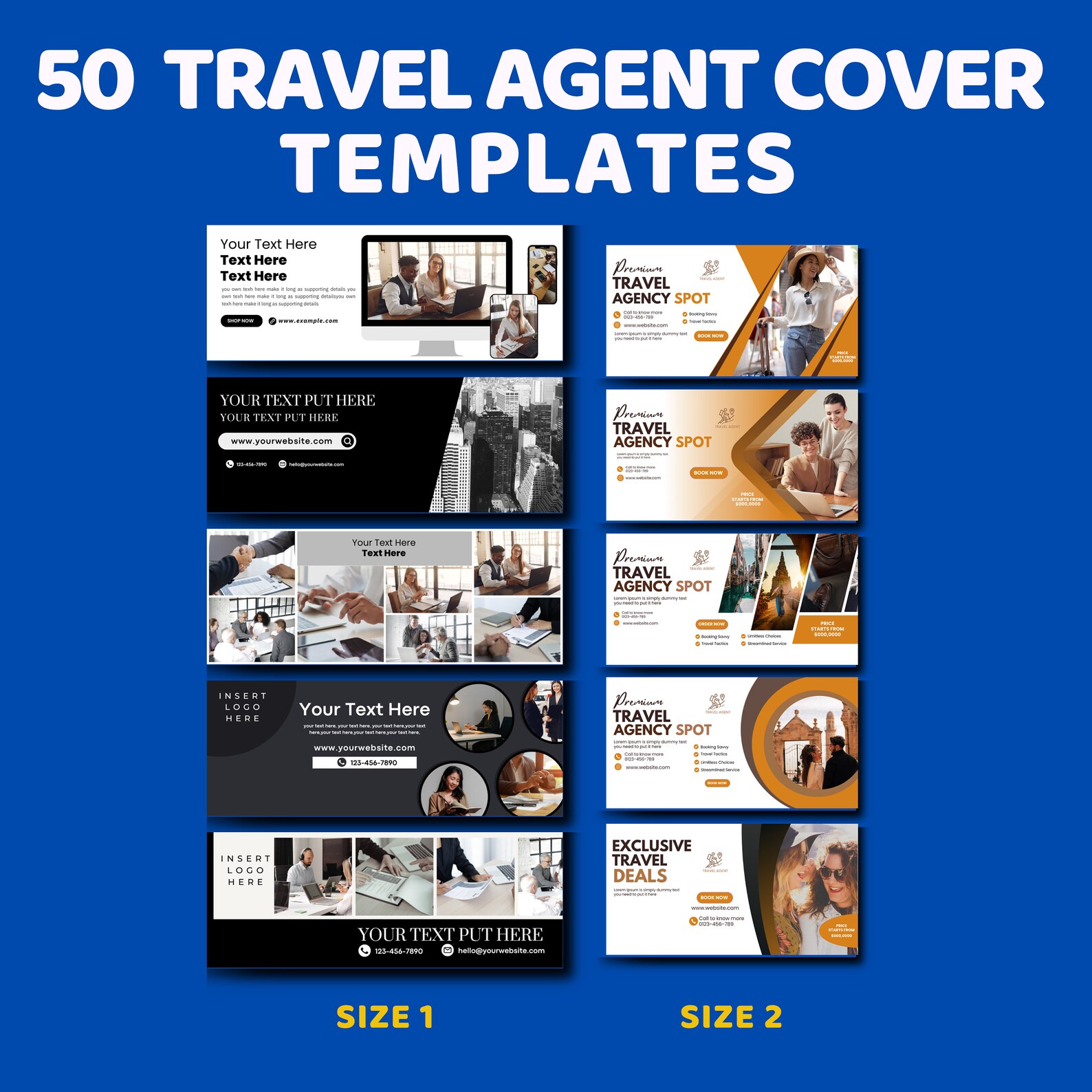 Travel Agent Facebook Cover Templates: 50 Editable Banners (digital ...