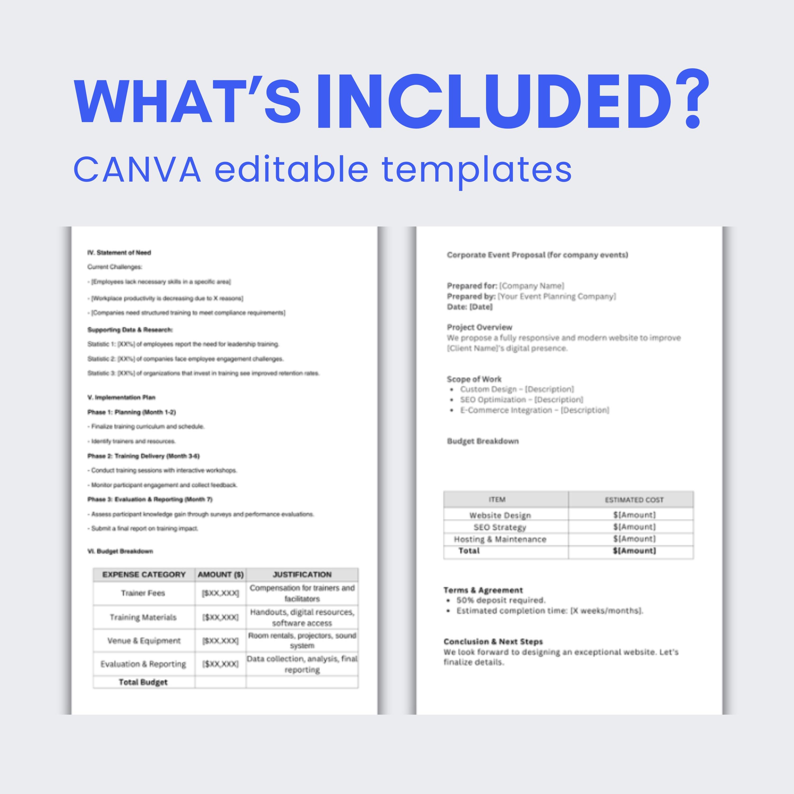 Business Proposal Template Bundle: 50+ Editable Templates (digital ...